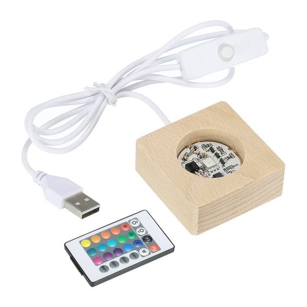 LED Wood Ball Stand Displays 5x5x2cm Colorful Light Square Remote ...