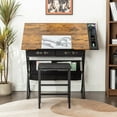 VECELO Drafting Table with Stool Set, Top Adjustable Desk Tilting ...