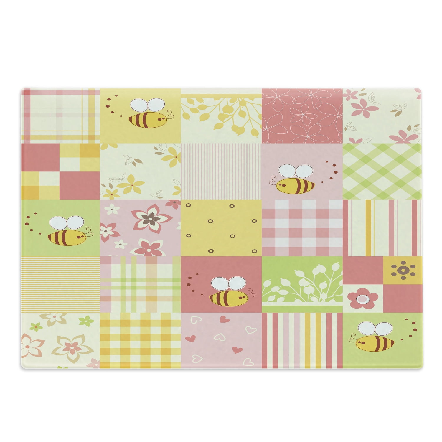 Bee Cutting Board, Floral and Geometric Designed Tiles of Patchwork ...