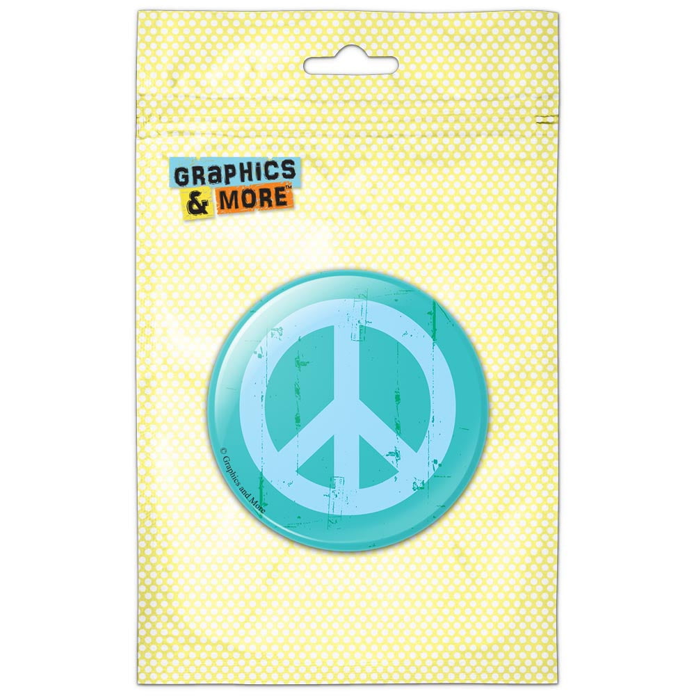 Artsy Peace Sign Symbol Teal Refrigerator Button Magnet - Walmart.com