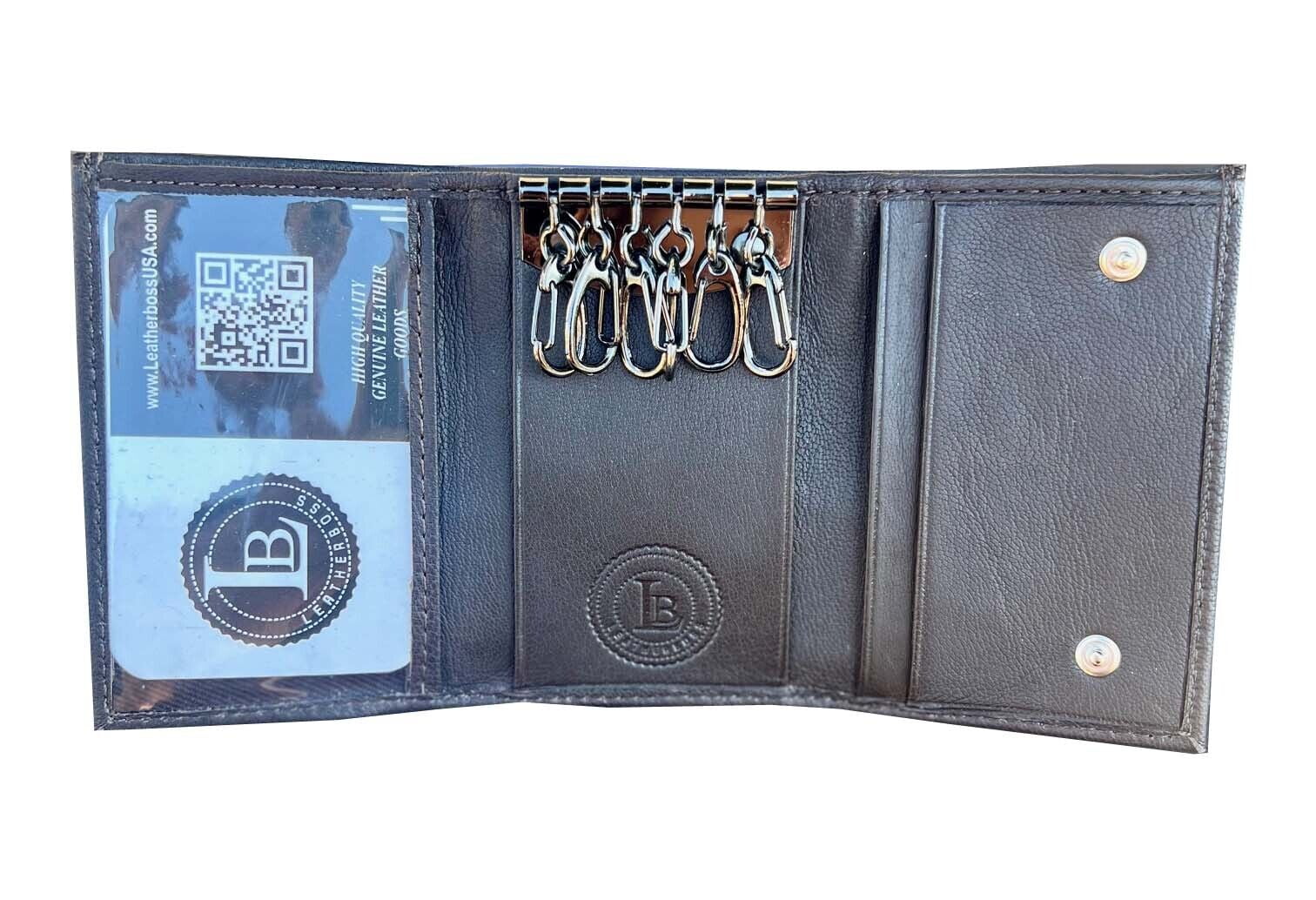 Leatherboss Genuine Leather Men's Key Holder Accessory 6 Key Chain ...