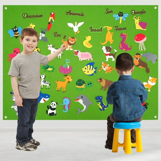 41.3inch Children‘s Teaching Felt Board Farm Animals Felt-Board Story ...