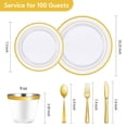600-Piece Gold Disposable Dinnerware Set for 100 Guests — Dinner Plates ...