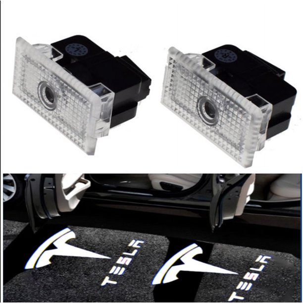 Luz para puerta de coche Tesla, 4 unidades, luces LED con logotipo para ...