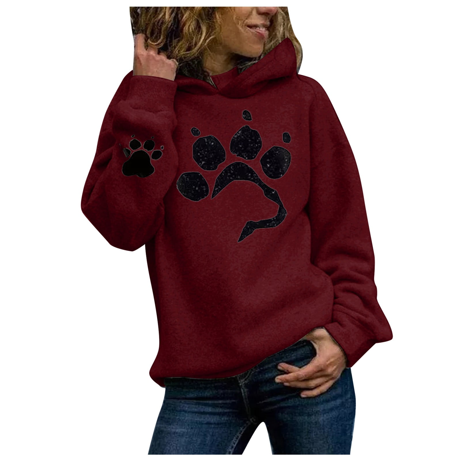 Click here for Heliisoer Womens Fashion Casual Cat Paw Print Long... prices