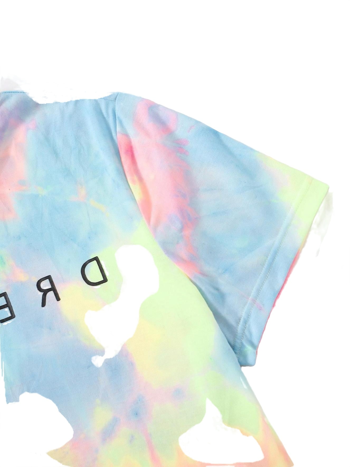 Womens Multicolor Tie Dye Round Neck Casual Short Sleeve Plus Size T