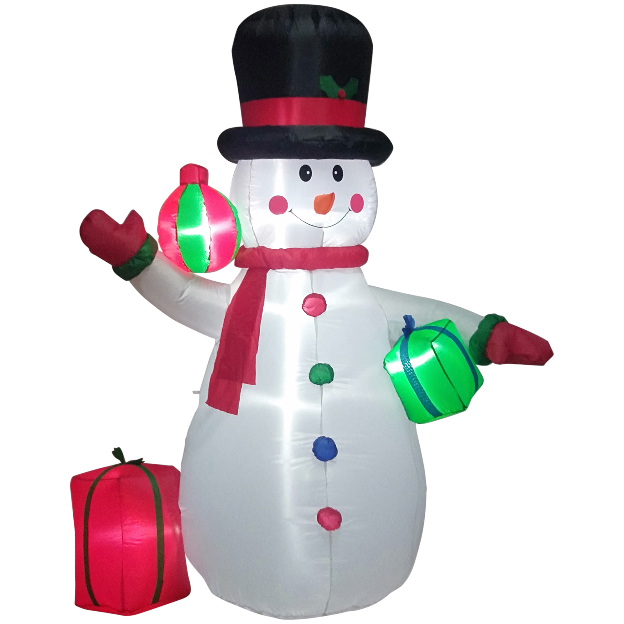 8ft Lighted Inflatable Snowman with Gifts Outdoor Christmas Decoration ...