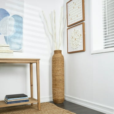 Studio 350 Brown Seagrass Handmade Tall Woven Floor Vase, 11x11x32 ...