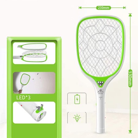 Bug Zapper Outdoor Indoor Racket, Rechargeable Fly swatter and Mosquito ...