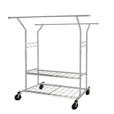BENTISM Z-Truck Adjustable Metal Clothing Rack with Movable Wheels ...
