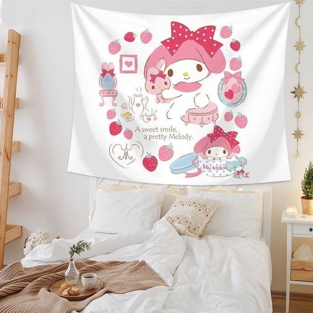 Kawaii Sanrio Kuromi Mymelody Cute Cartoon Background Hanging Cloth for ...