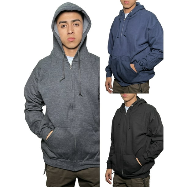 Fruit of The Loom Men's Fleece Zip Hooded Sweatshirt 2 Pockets Relaxed Fit Sizes S-4XL ...