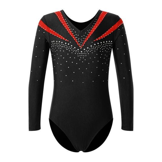 Aislor Leotards Gymnastics for Kids Girls Shiny Long Sleeve Unitard ...