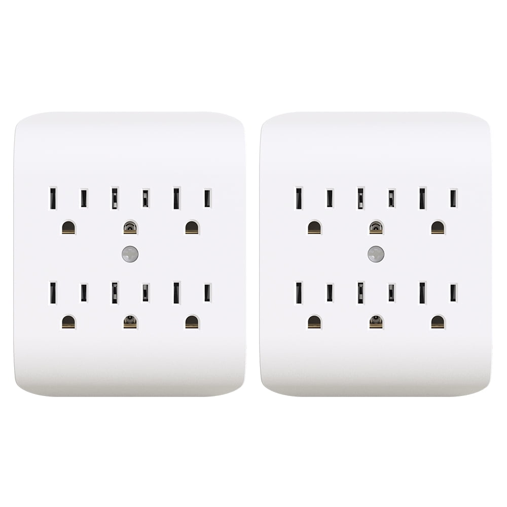 ELEGRP 6-Outlet Grounded Adapter Plug, 3-Prong Outlet Extender with 6 ...