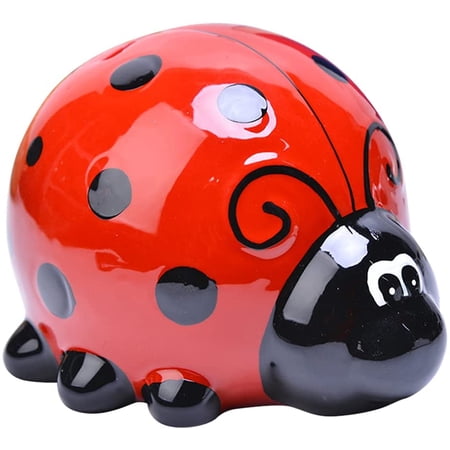 Kids Ceramic Piggy Bank Ladybug Shaped Money Storage Bank Children Coin ...