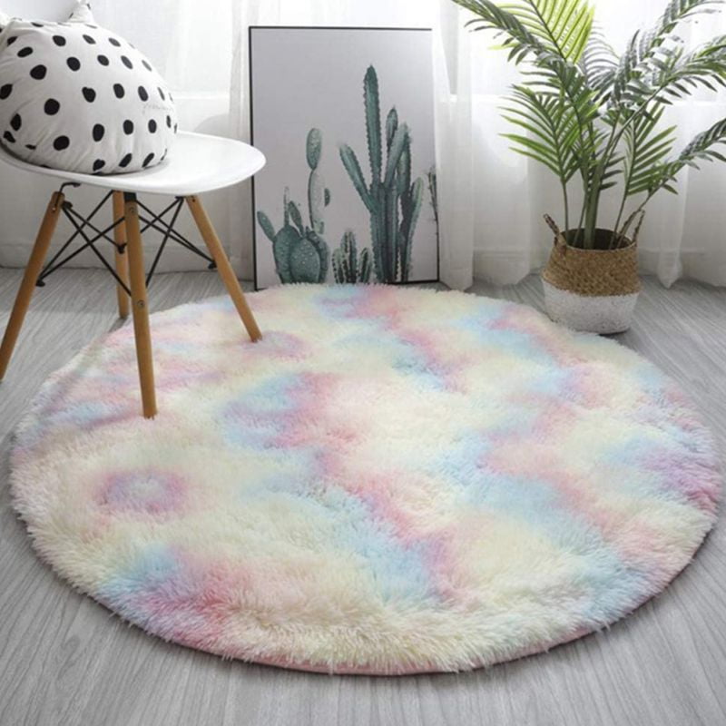 Soft Round Rug for Bedroom, Fluffy Carpet for Kids Room, Shaggy Floor ...
