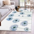 Blue Flowers Washable Rug 2.7x5 Area Rug for Living Room Bedroom Non ...