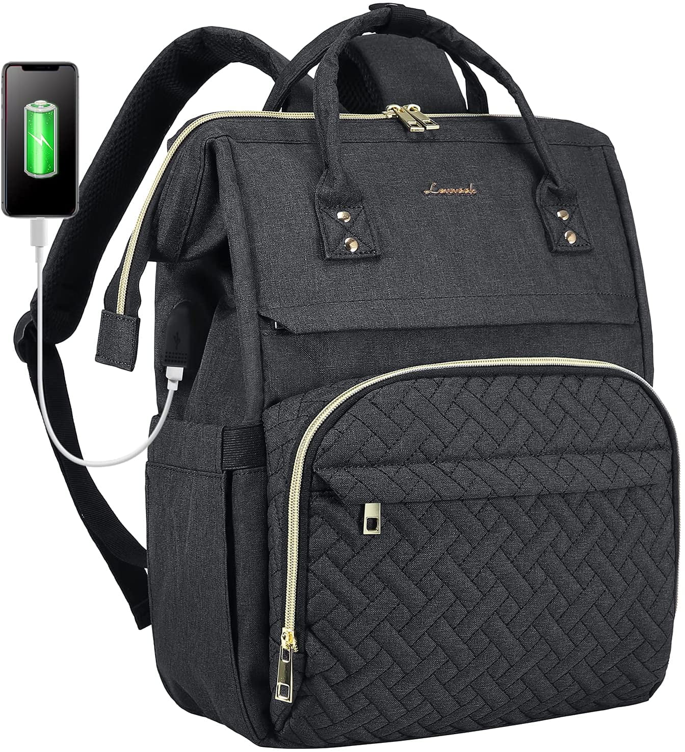 YOUI-GIFTS Laptop Backpack for Women, Quilted Fashion Business Computer ...