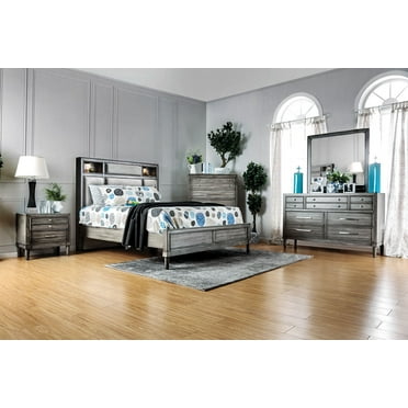 Traditional Look Eastern King Size Bed 4pc Set Faux Leather Tufted ...