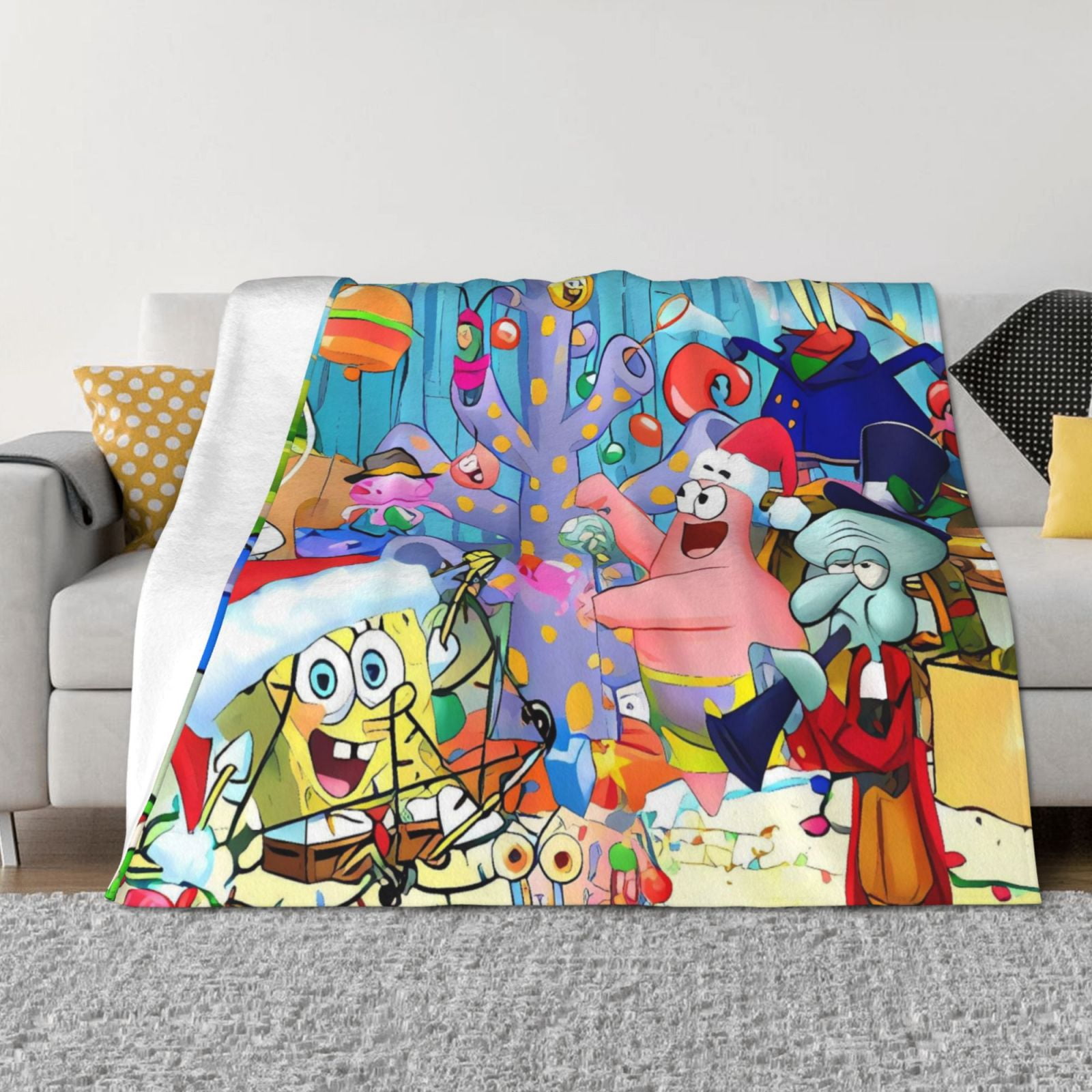 Goofa SpongeBob SquarePants Pattern Fleece Throw Blanket for Couch ...