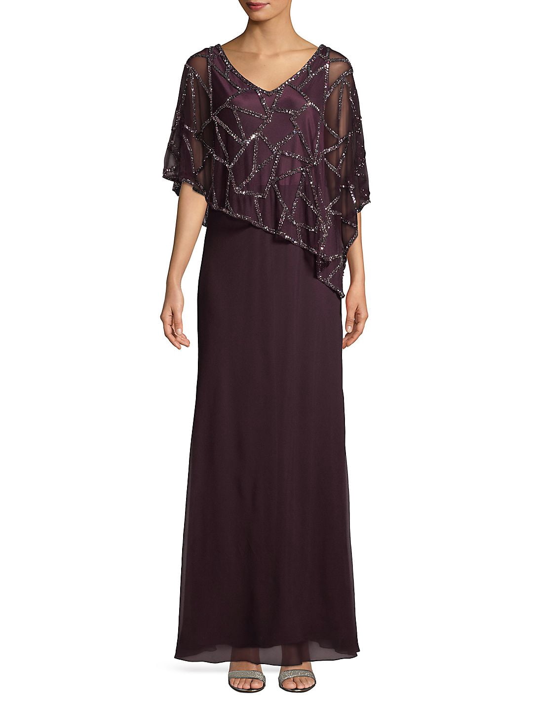 JKara Womens Beaded Capelet Evening Dress - Walmart.com
