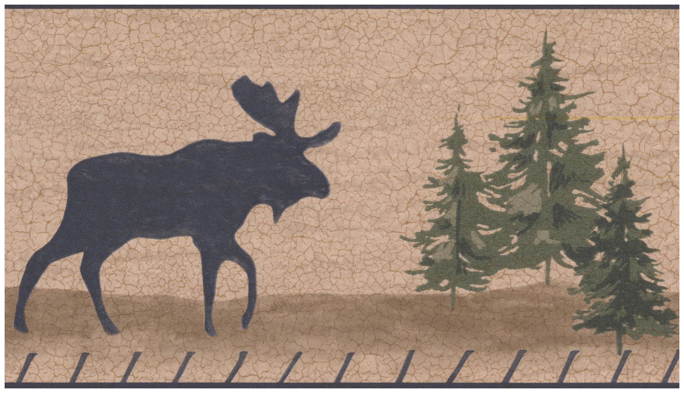 Wall Border - Moose Bear Cracked Light Brown Wallpaper Border Retro ...