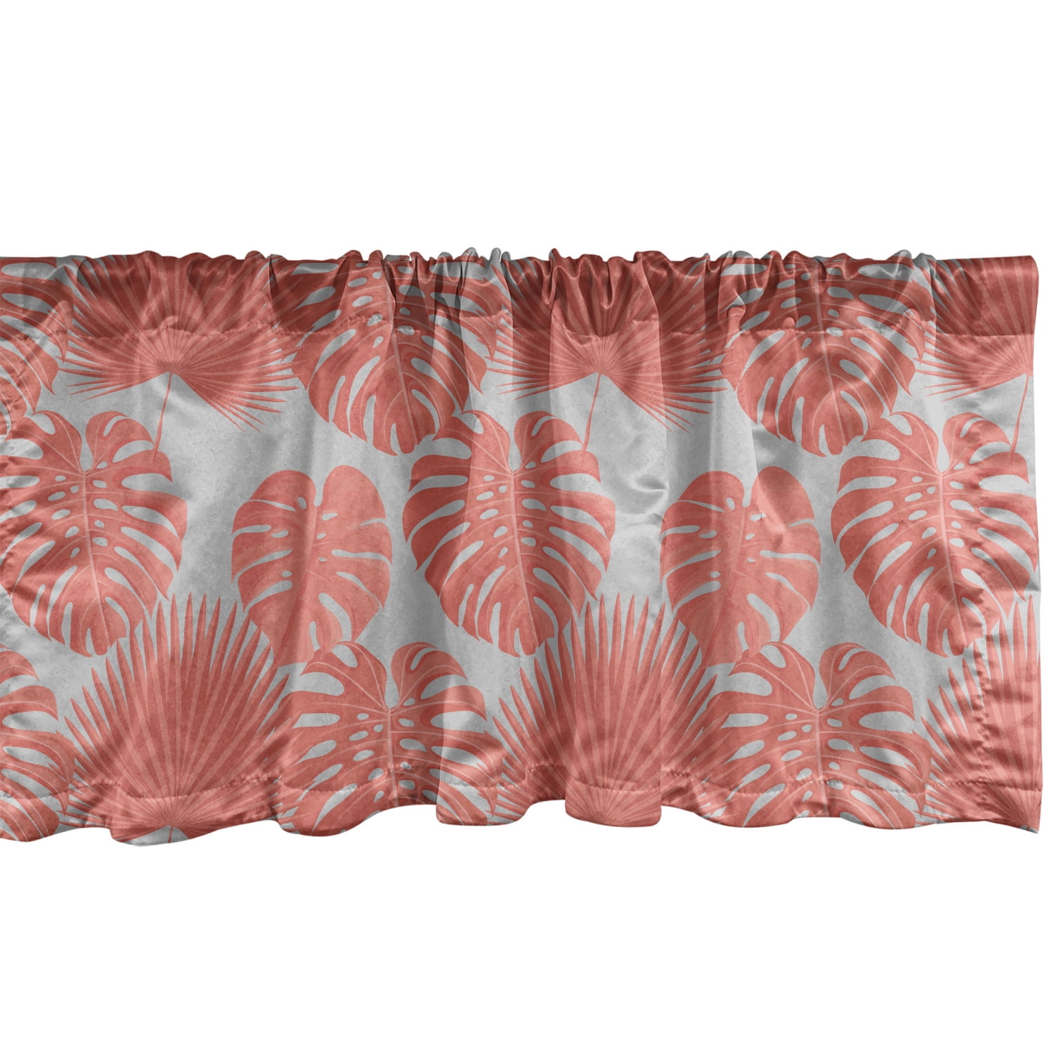 Ambesonne Tropical Window Valance, Print of Big Monstera Leaves ...
