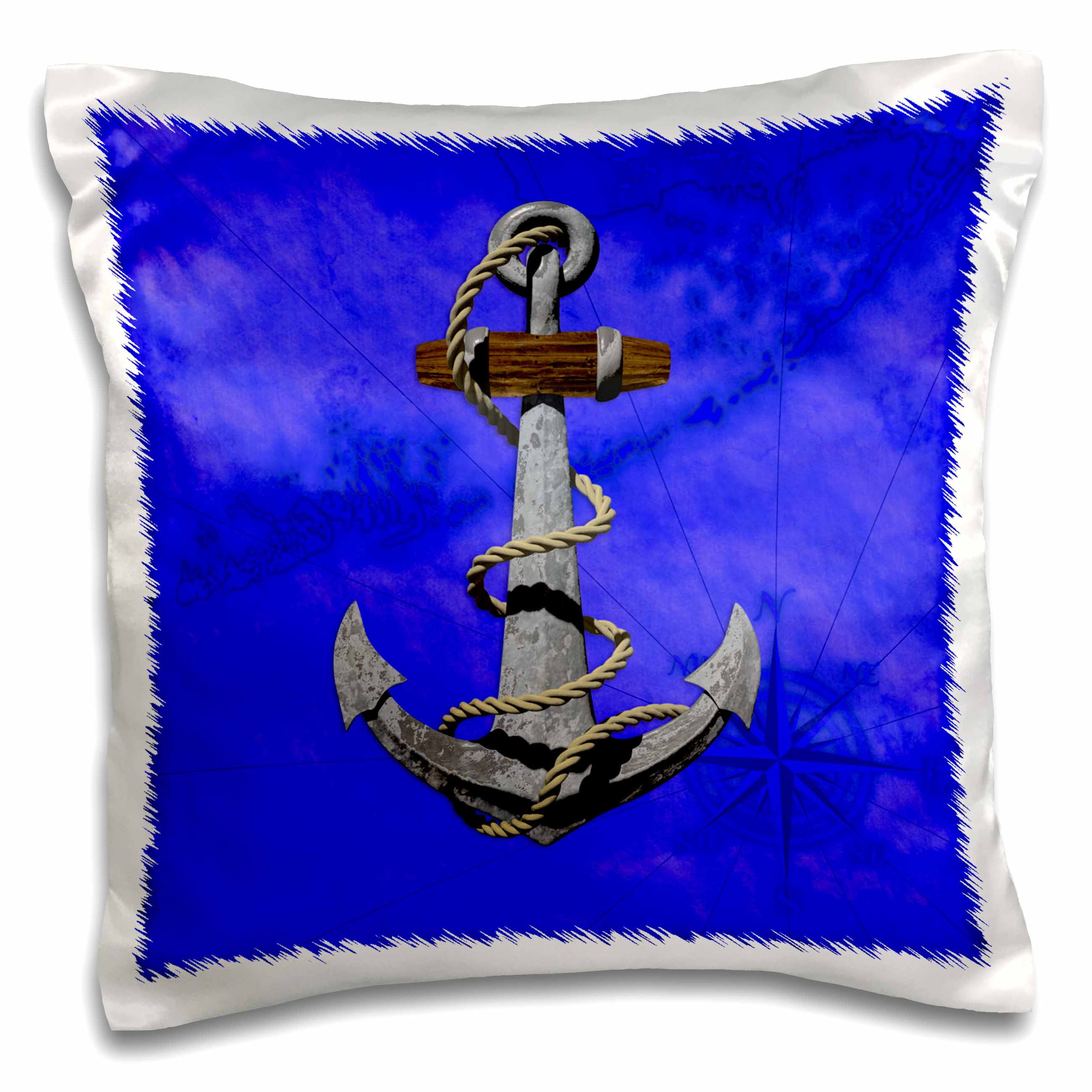Nautical ship anchor on a blue sailing map of the Florida Keys. 16x16 ...