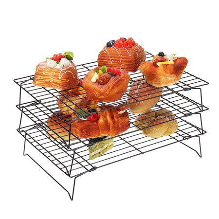 3 Tier Steel Stackable Cooling Rack Non-Stick Cross Grid Cake Rack for ...