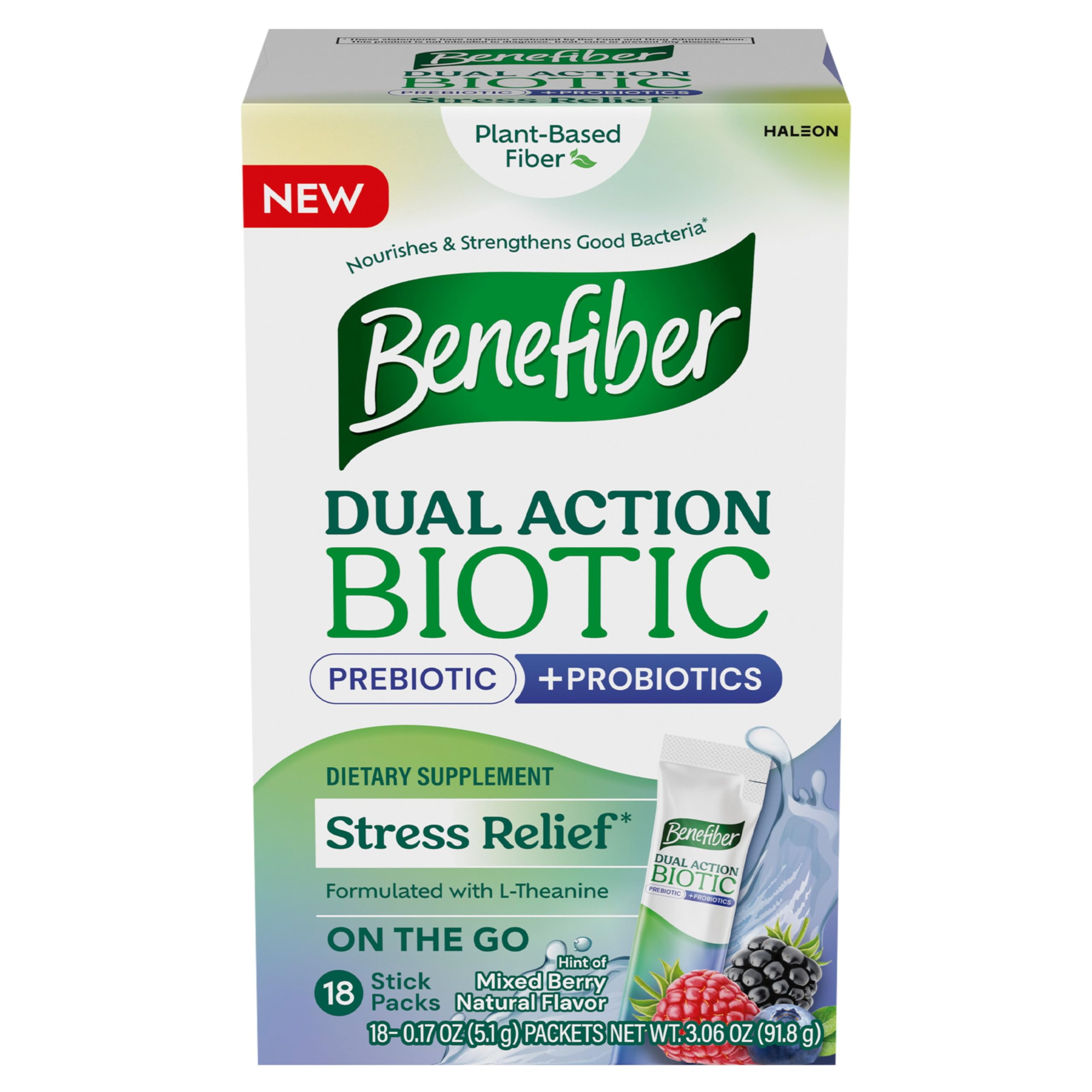 Suplemento Benefiber Dual Action Biotic Plus para aliviar el estrés ...