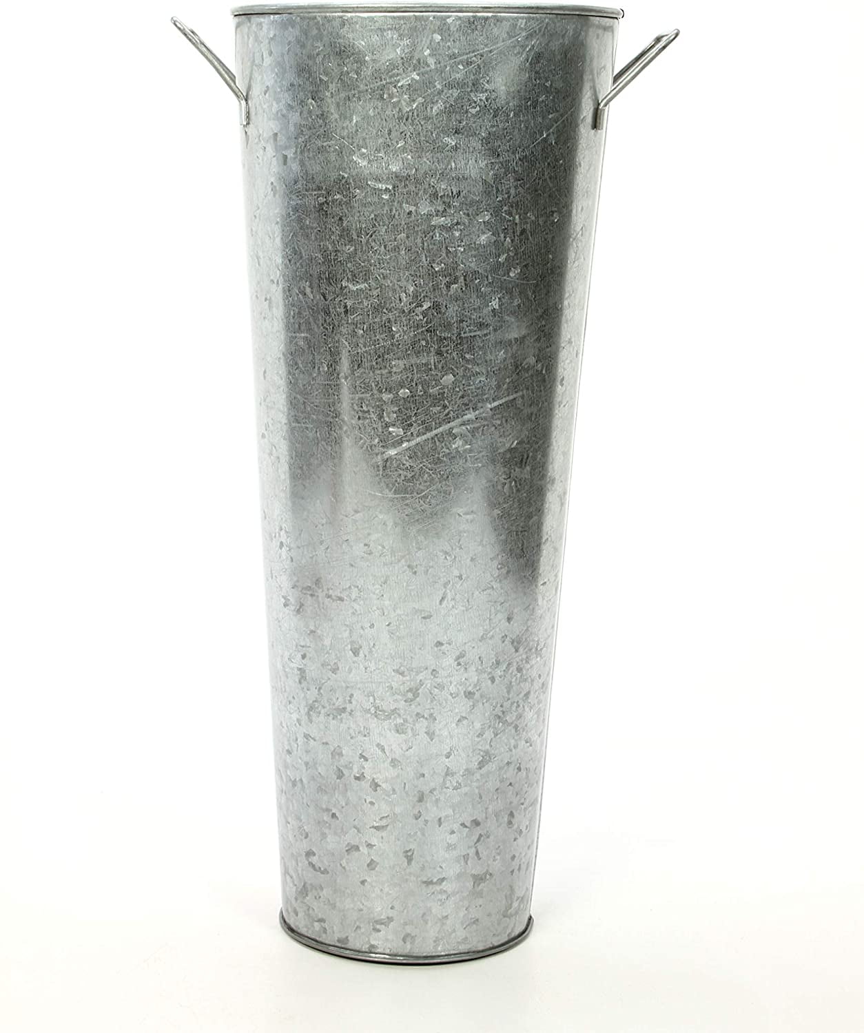 Hosley 15 Inch High Gray Metal Galvanized French Bucket with Handles ...