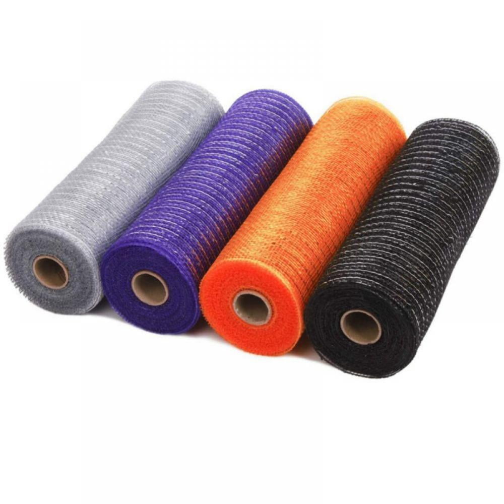 4 Rolls Poly Deco Mesh Ribbon,Metallic Foil Mesh Rolls for Wreath DIY ...