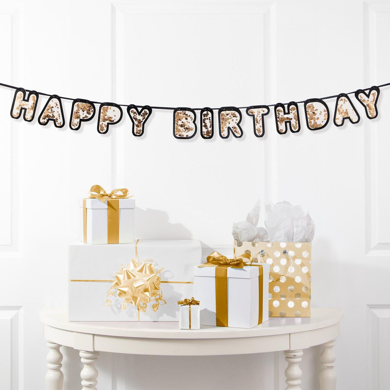 Click here for Party-Eh! Happy Birthday Gold Confetti Banner prices