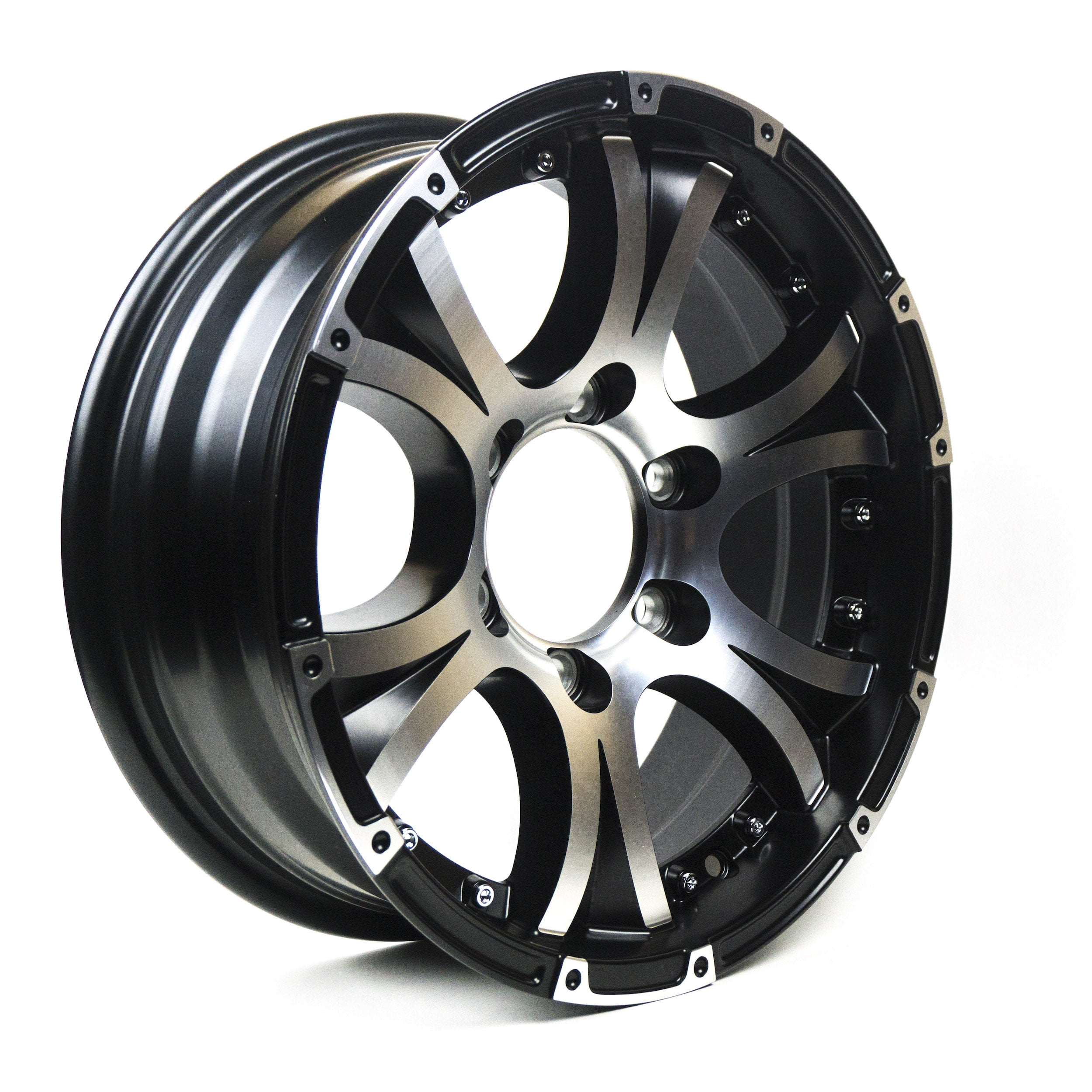 Viking Series Machined Lip and Face Gloss Black Aluminum Trailer Wheel ...
