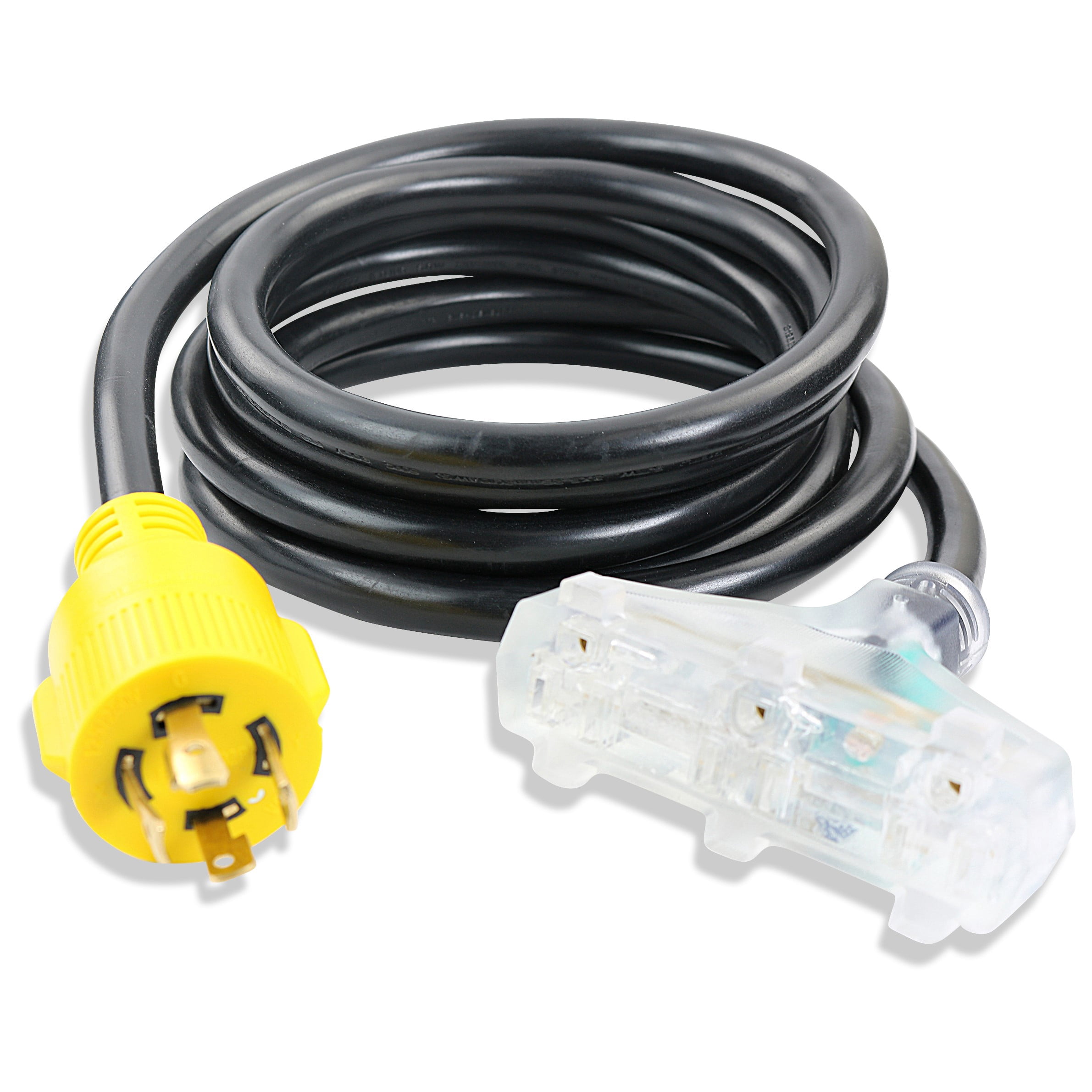 Leisure Cords 4-Prong 30 Amp to 15 Amp Tri-Outlet Generator Power Cord ...