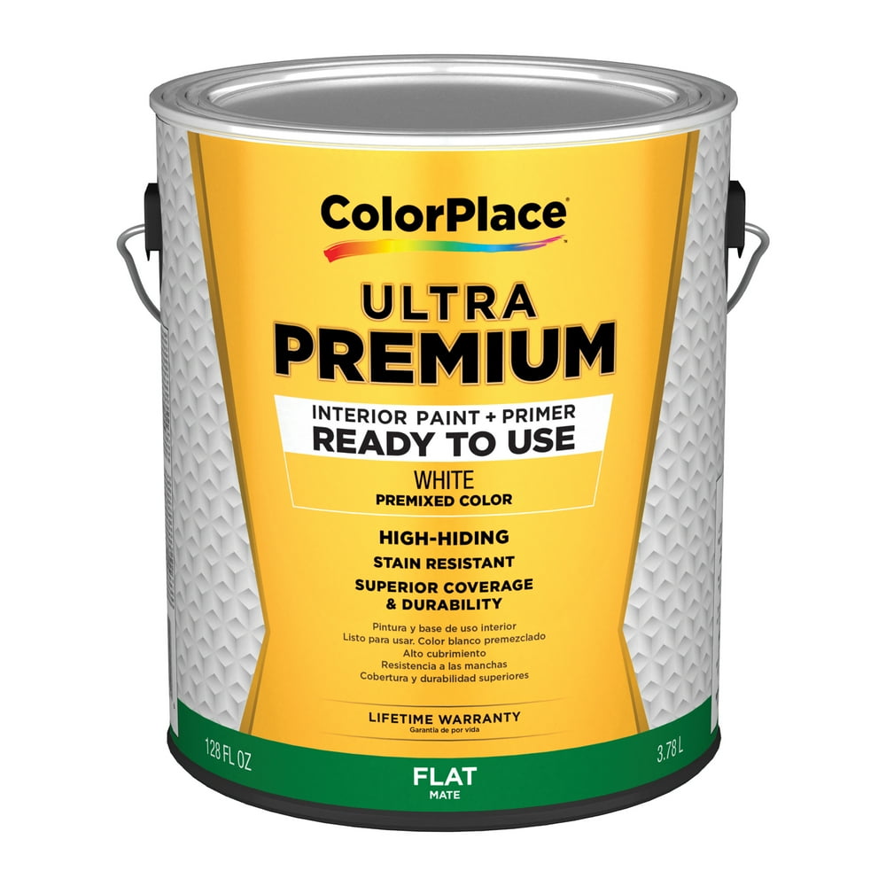 Color Place Ultra Premium Interior Paint & Primer Flat White Base 1-Qt ...