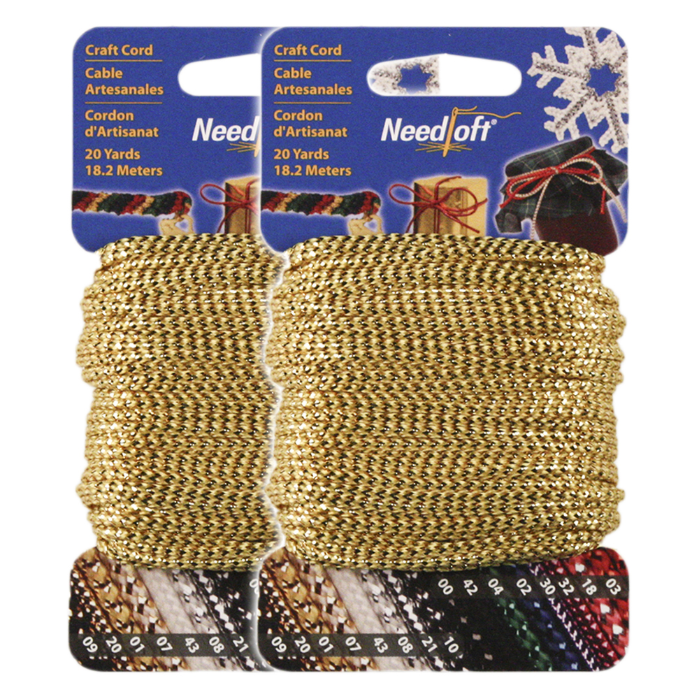 Needloft Craft Cord - #01 Metallic Gold - 2 Pack (2x20yds) = 40 Yards ...