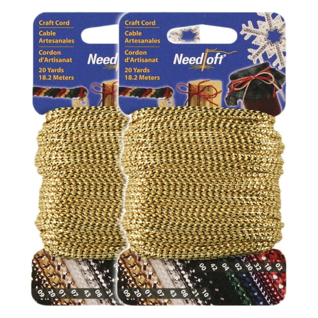 Needloft Craft Cord - #01 Metallic Gold - 2 Pack (2x20yds) = 40 Yards ...