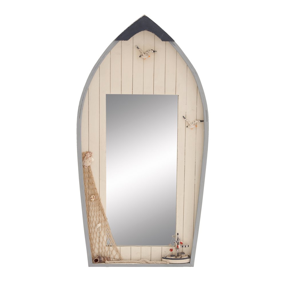 Seaside Nautical Row Boat Mirror Decor With Fishing Net - Walmart.com ...