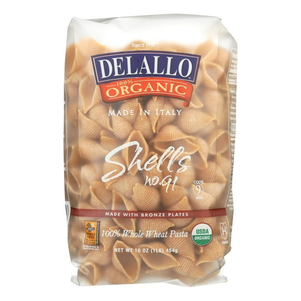 DeLallo Organic Whole Wheat Shells Pasta, 16 oz - Walmart.com