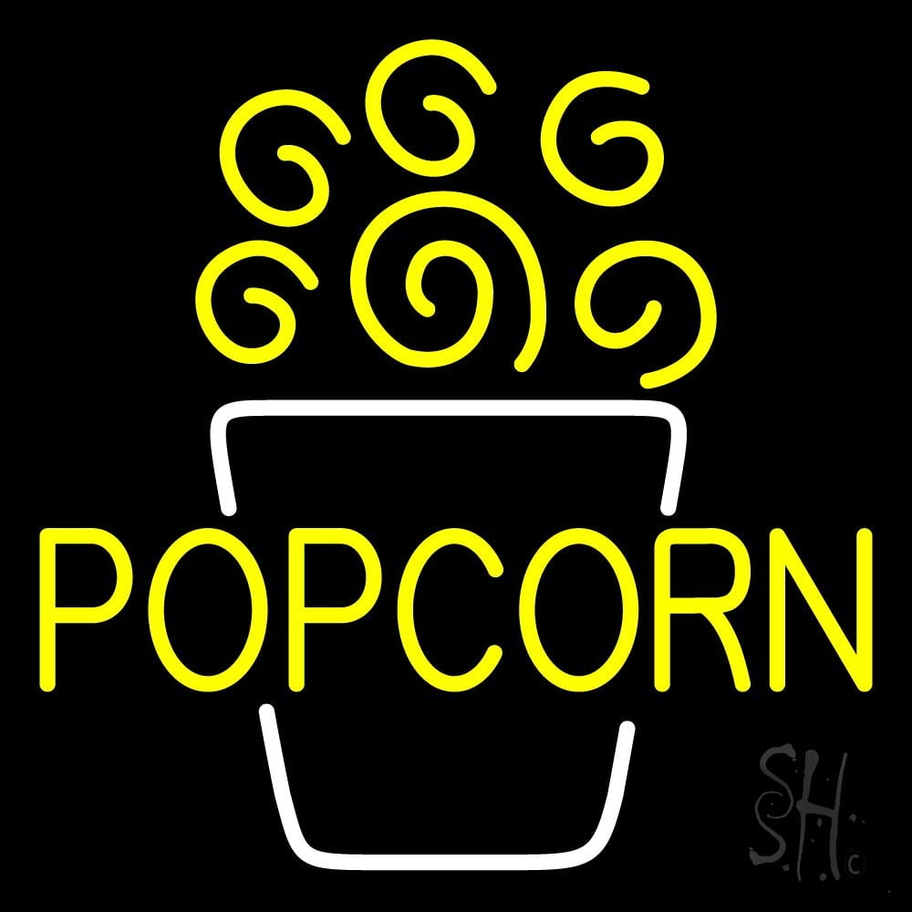 Popcorn Block LED Neon Sign 24" Tall x 24" Wide - inches Black Square ...