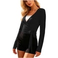 AKOEE Yoga Tops for Women Long Sleeve Wrap Tie Workout Tee Shirts ...
