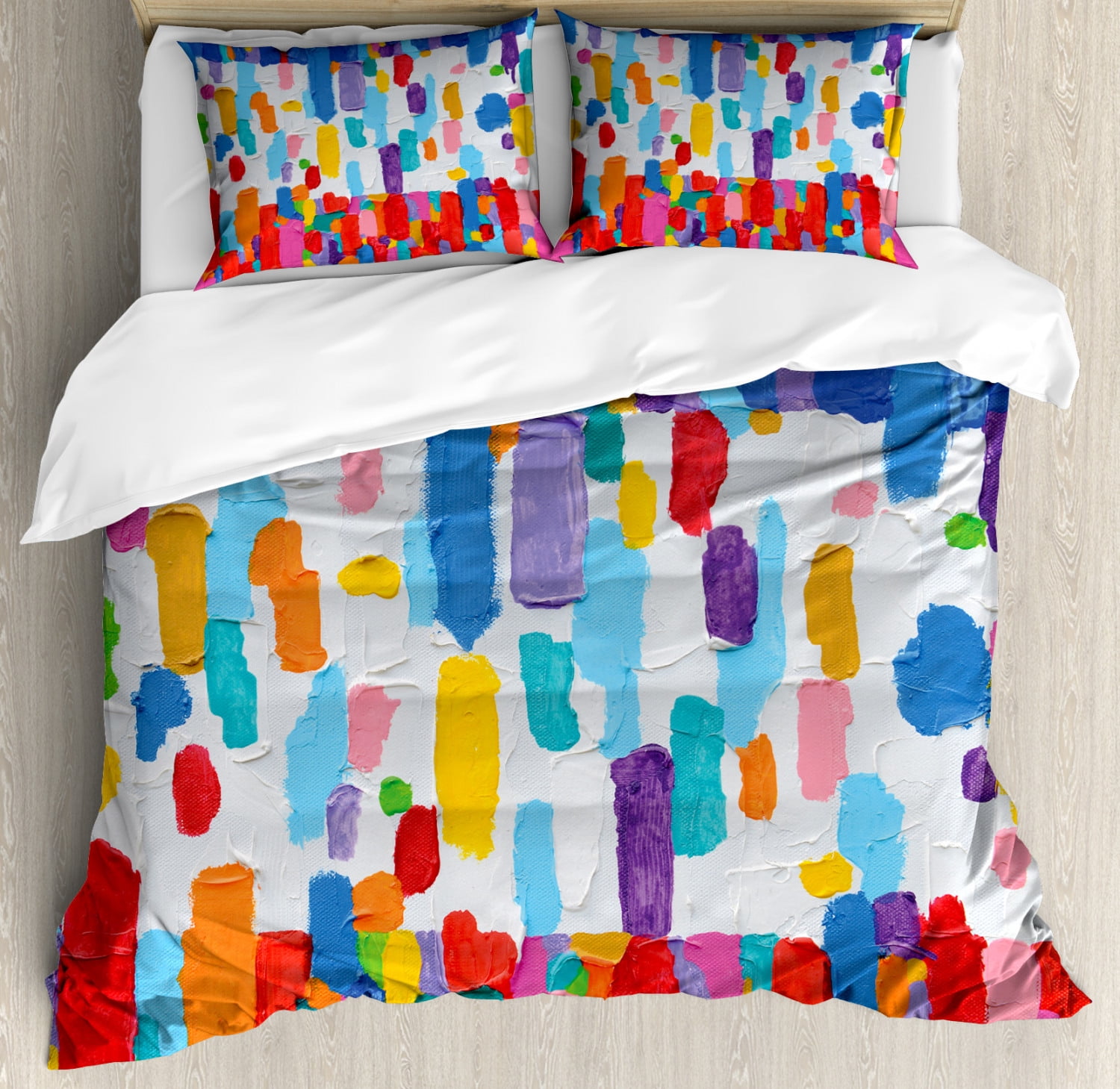 Art Duvet Cover Set King Size, Colorful Abstract Painting Style in ...
