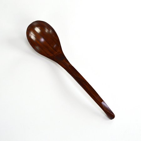 Non-Skid Hand Cut Tortoise Shell Long Curved Handle Large Wooden Spoon ...