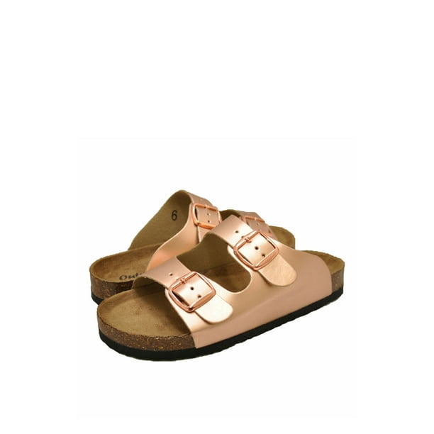 Outwoods Bork-46 Women's Vegan Two Strap Buckle Sandals 21312 - Walmart.com