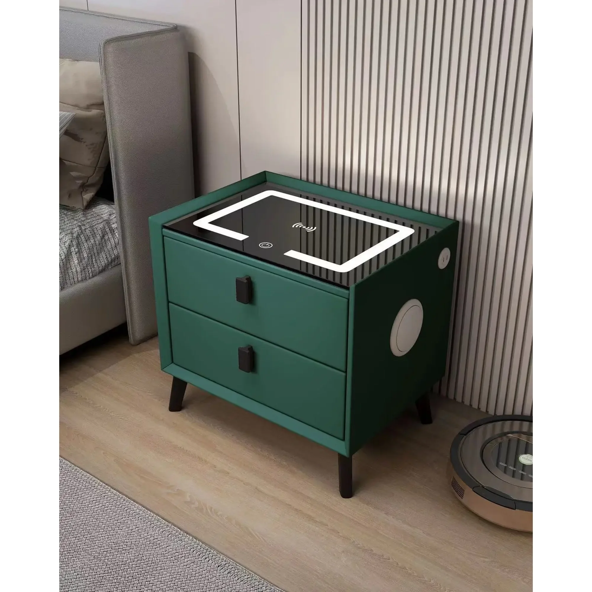 Click here for Blueday Smart Bedside Table  Cream Wind Storage Ca... prices