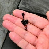 Body Candy Womens 14G 316L Steel Black Piercing Skeleton Hearts Gothic Mens Dangle Belly Button ...