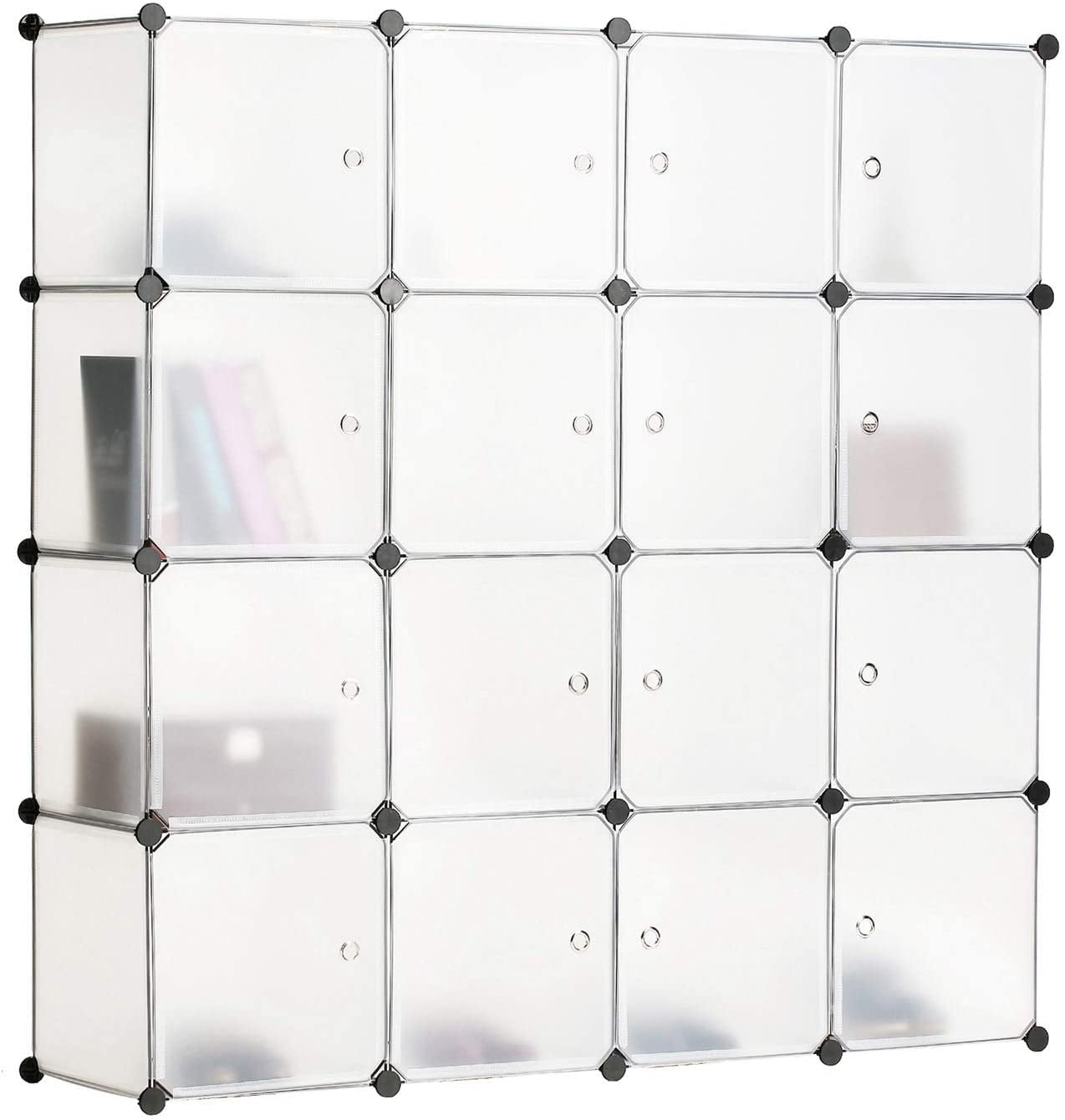 16-Cube Plastic DIY Cabinet Clothes Wardrobe Closet, Portable Modular ...