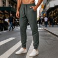 BangWanChi Mens Long Cuffed Pants Men's Summer Breathable Loose Mesh ...