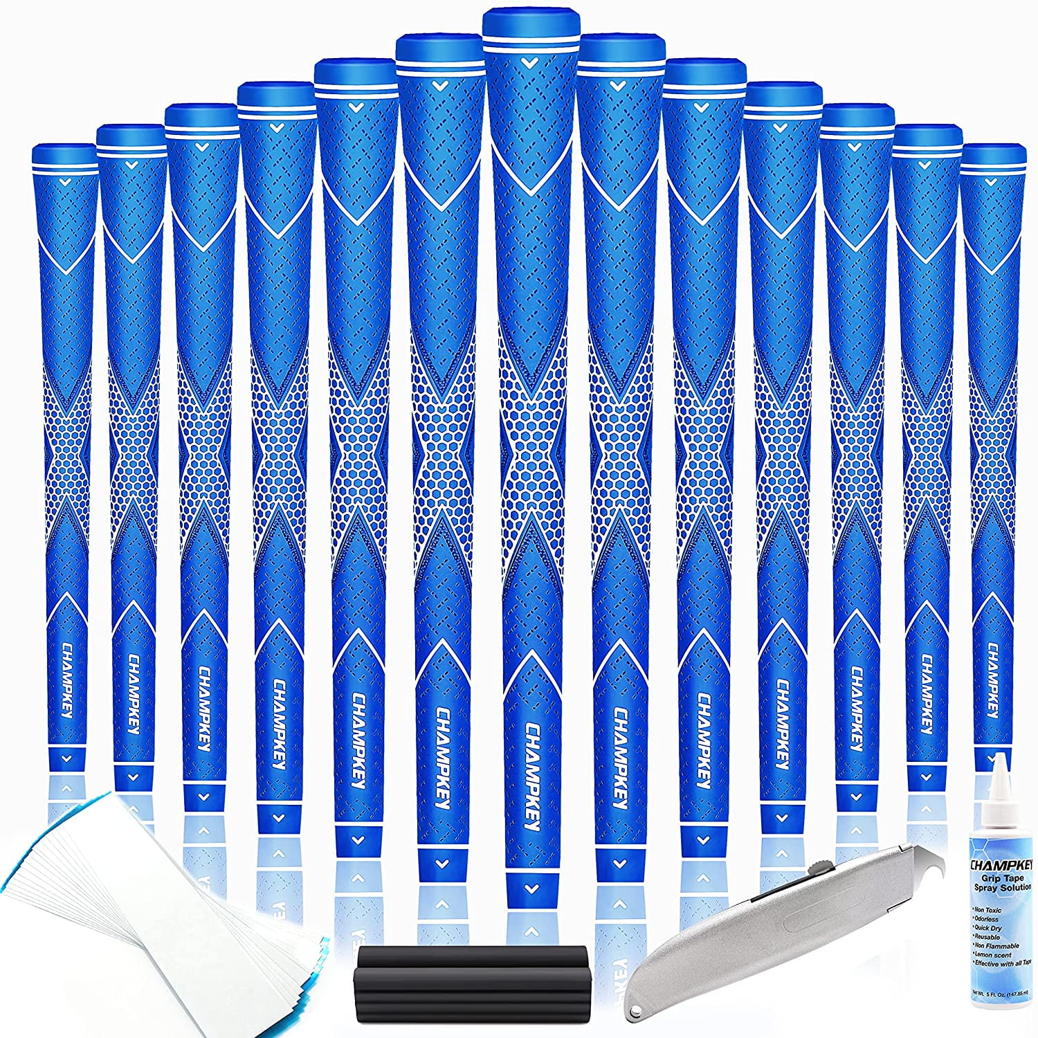CHAMPKEY Traction-X Golf Grips 13 Pack | Come with Solvent,15 Tapes ...